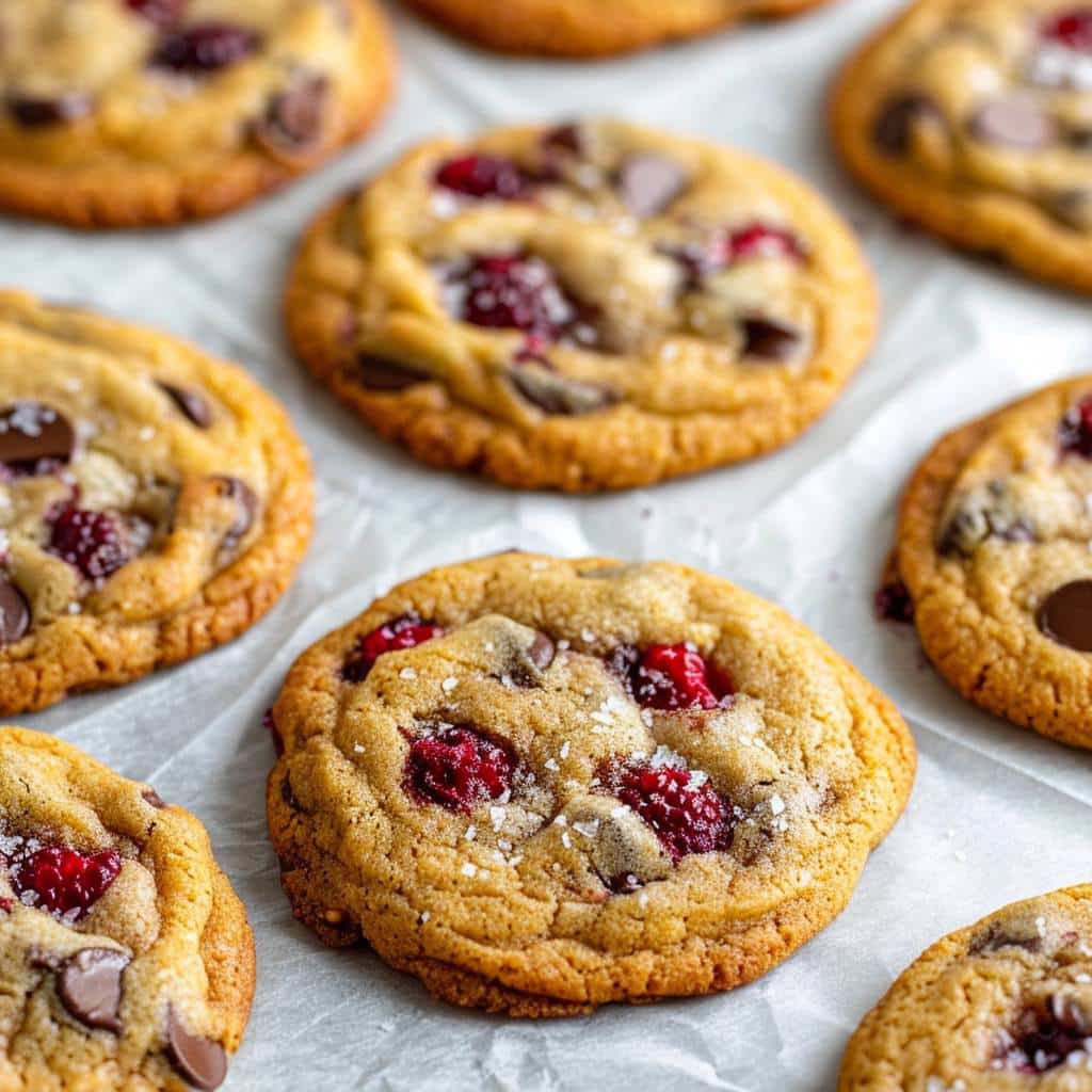 Raspberry Chocolate Chip Cookies - Sarai Chinwag