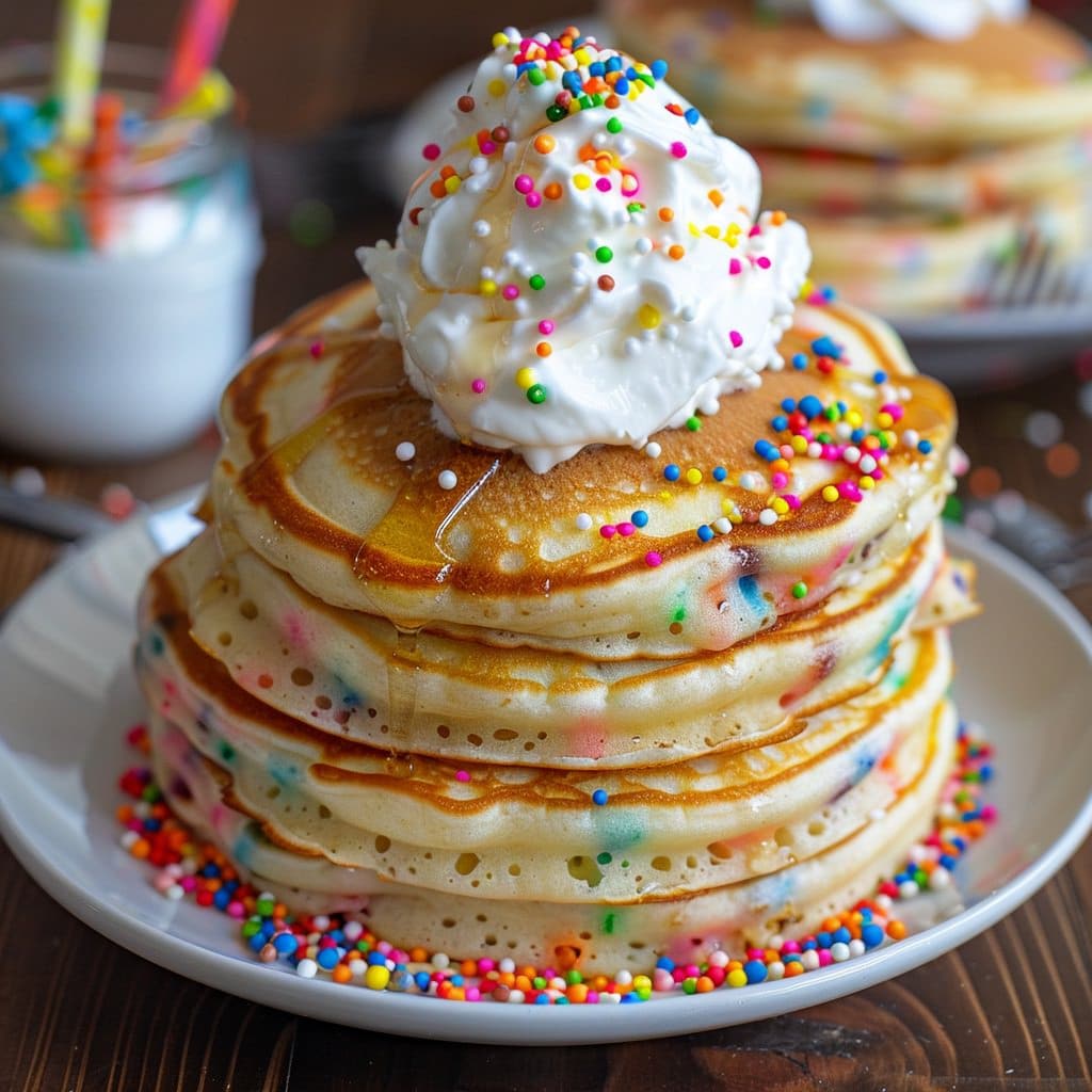 Funfetti Cake Batter Pancakes - Sarai Chinwag